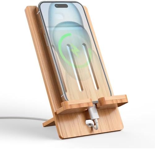 Amazon.com: Pezin & Hulin Wooden Bamboo Cell Phone Stand, Wood Charging ...