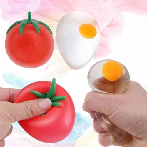 Prime Set of 2 Pcs Soft Squishy Egg Ball and Tomato Toy Squeezable ...