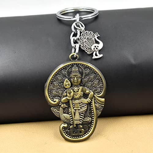 AFH Murugan Kartikeya Shiv Kumar Peacock Nazar Charm Bronze Keychain ...