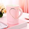 Amazon.com: 12oz Ceramic Coffee Mug Pink Coffee Mug Heart Shaped ...