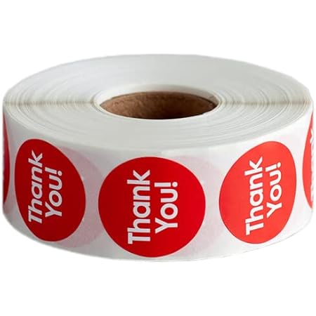 Amazon.com: 1000 Stickers/Roll "Thank You" Permanent 1 Inch Label ...