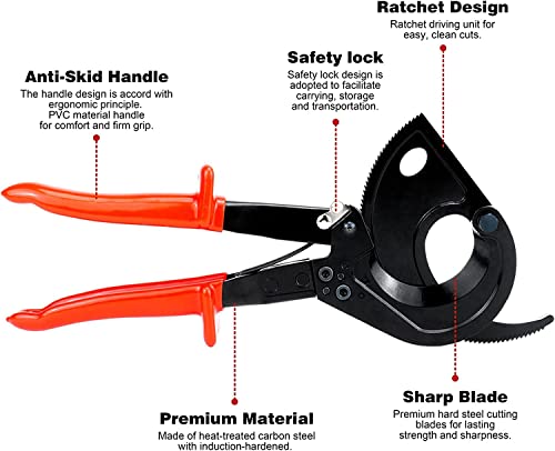Snapklik.com : Ratcheting Cable Cutter Hand Tool, Heavy Duty Aluminum ...