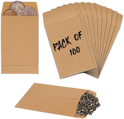 Amazon.com : #1 Coin Envelopes Durable Kraft 2.25"x3.5", 100 Pcs Small ...