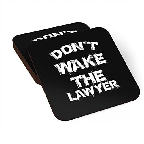 Amazon.com | HOM Don't Wake The Lawyer Funny Black Coasters (Set of 4 ...