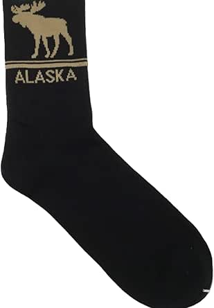 Amazon.com: Robin Ruth Alaska Crew Socks Alaska Black Moose Unisex Mens ...