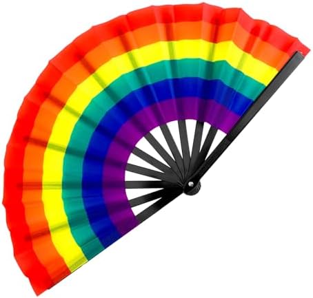 Amazon.com: Grevosea Rainbow Folding Fans Handheld Folding Hand Rave ...
