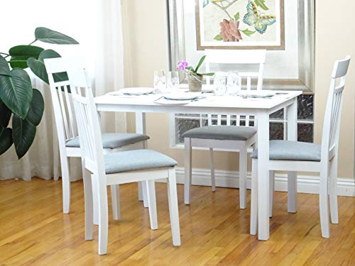 Rattan Wicker Furniture Classic 5-pc Dining Kitchen Set of Rectangular ...