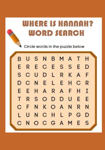Where Is Hannah? Word Search: The name “Hannah” is hidden - Want It All