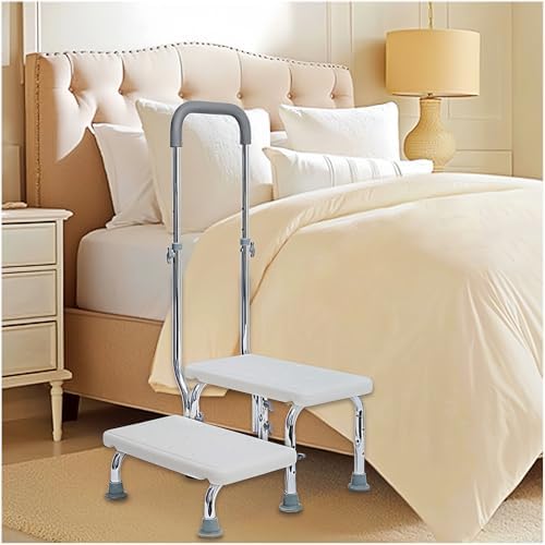 Amazon.com: 2 Step Stool with Handle for Elderly - Non-Slip Bedside ...