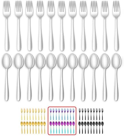 Amazon.com: 24-piece Forks and Spoons Silverware Set, Food Grade ...