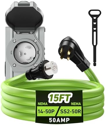 Amazon.com: 50 Amp Generator Cord and Power Inlet Box, 15 Feet RV ...