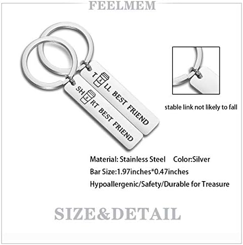 FEELMEM Best Friend Gift Short and Tall Best Friends Matching Keychain ...