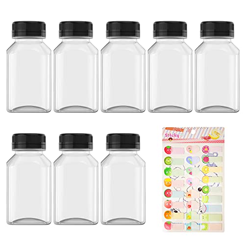 8 Pack Plastic Juice Bottles with 1 Fruit Label, Clear Drink Containers ...