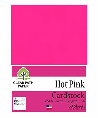 Hot Pink Cardstock – A4-65Lb Cover / 176gsm – 50 Sheets – Clear Path ...