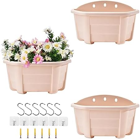 ORIMERC 25cm Wall Hanging Planters Plastic Retro Style Railing Hanging ...