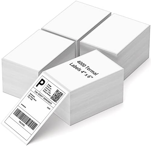 (4 Stacks 4000 Labels) NefLaca 4" x 6" Fanfold Direct Thermal Labels ...