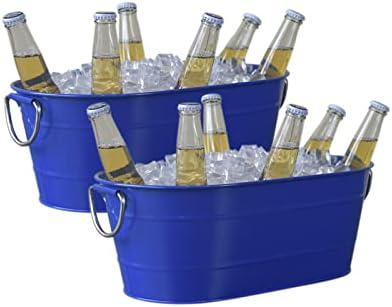 Amazon.com: 4PCS 4 Gallon Galvanized Tub with Carry Beer Drink Storage ...