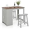 Amazon.com: COSTWAY 3-Piece Bar Table Set for 2, Counter Height Dining ...
