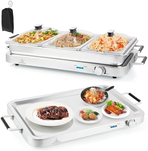 TANGZON Electric Buffet Server, 3 Tray Hotplate Food Warmer with 3x2.5L ...