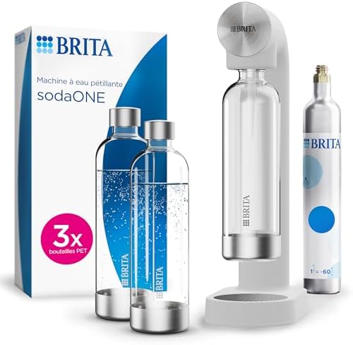 BRITA Machine à Eau Pétillante SodaONE Noire + 3 Bouteilles 1L en PET ...
