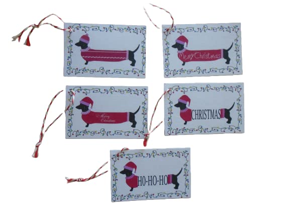 x5 Christmas Sausage Dog Tags Pink : Amazon.co.uk: Handmade Products