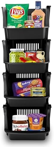 Amazon.com: Skywin Plastic Stackable Storage Bins - 4 Pack Open Front ...