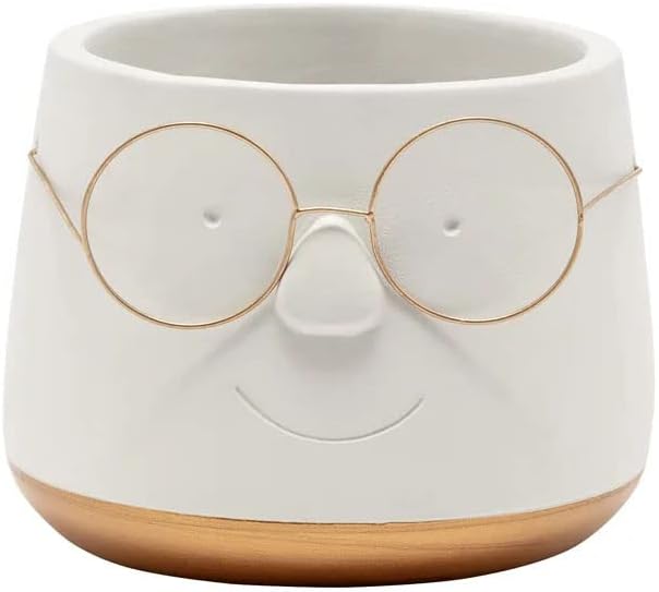 Amazon.com : Napco Gold Bottom Face with Glasses White 4.5 x 4.75 ...