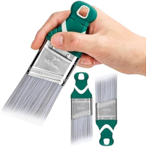 PinStone 3 Pack 2 Inch Angled Paint Brush Set, Easy Grip Short Rubber ...