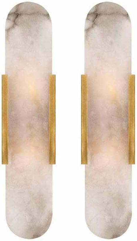 YMDHFS Natural Alabaster Wall Sconces Set of 2 Marble Wall Lamp ...