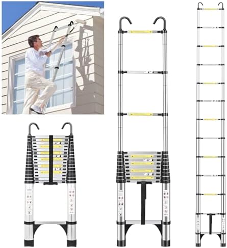 JADDUO 20.3 FT Telescopic Ladder, Aluminium Silver Telescoping Ladder ...
