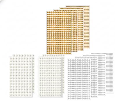 12 Sheets Pearl White, Golden & Silver Crystal Stone Beads Stickers ...