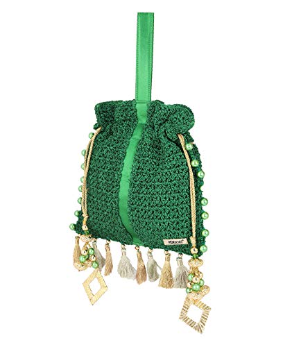 Buy RDhruti Handmade Crochet Dark Green Bag/Batwa for Women and Girls ...