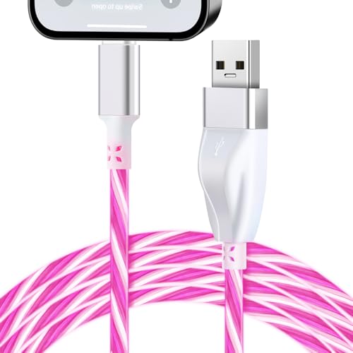 Aolcev 5FT Charger Cable Light Up Glowing Fast Charging Cord 60W High ...