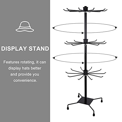 Housoutil 3- Tier Hat Rack, Rotating Hat Display Stand Metal Hat Hanger ...