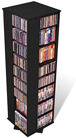 Amazon.com: BOWERY HILL 64" 4 Sided CD DVD Spinning Media Storage Tower ...