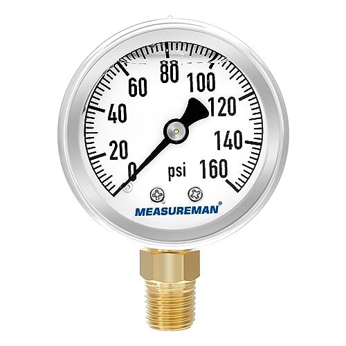 Snapklik.com : 2 Dial Size, Glycerin Filled Plumbing Pressure Gauge, 0 ...
