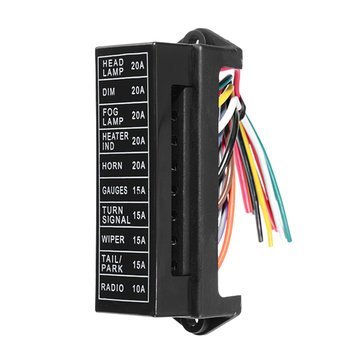Generic Car 10 Way Fuse Box 10 Road with Wire Modification Basic Block ...