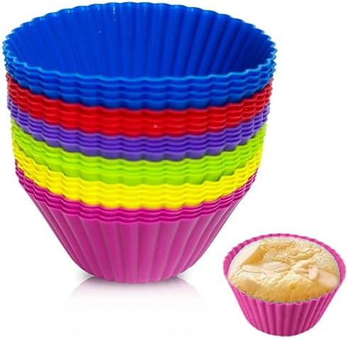Reusable Baking Cups Cases Moulds - 24 Pack Silicone Muffin Cupcake ...