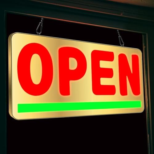 Amazon.com: GreenCube 24'' X 12'' Ultra Bright LED Open Sign - Remote ...