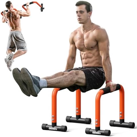 ONETWOFIT Push Up Bar, 12" High Parallettes Bars 2 IN 1 Wall Mounted ...