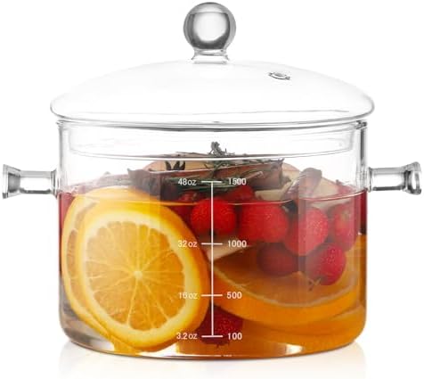 Amazon.com: Glass pots for cooking on stove - 60OZ Heat-resistant glass ...