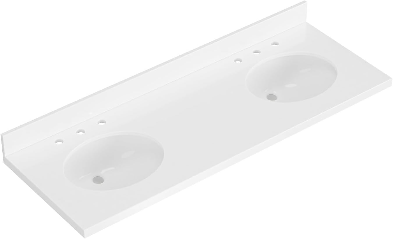 Amazon.com: ARIEL 61 inch double bathroom vanity top with sink, 1.5 ...