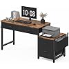 Amazon.com: Lufeiya Home Office Desk with Fabric File Drawers Cabinet ...