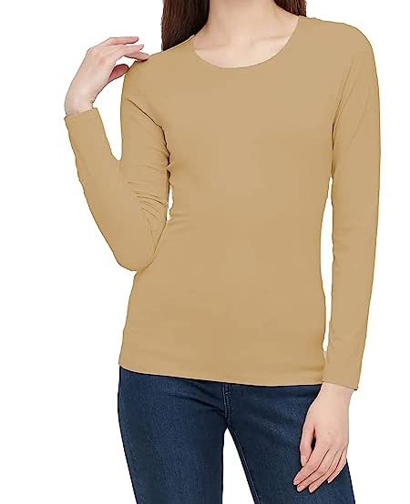 Buy Women Irona Full Sleeve Inner Wear T-Shirt Beige at Amazon.in