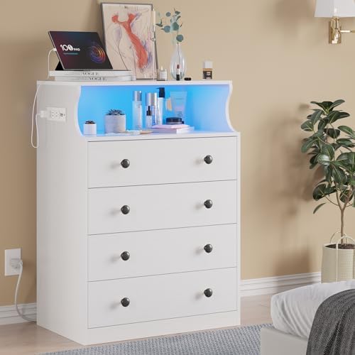 Amazon.com: TROOPVILLE LED White Dresser for Bedroom,6 Drawer Dresser ...