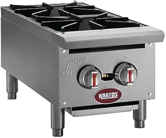 Amazon.com: Kratos Commercial Countertop Gas Range - 2 Burners, 50,000 ...