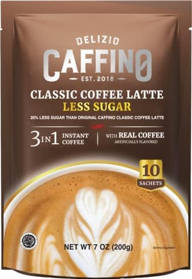 Delizio Caffino - Classic Coffee Latte - Less Sugar | 10 Sachets @20g ...