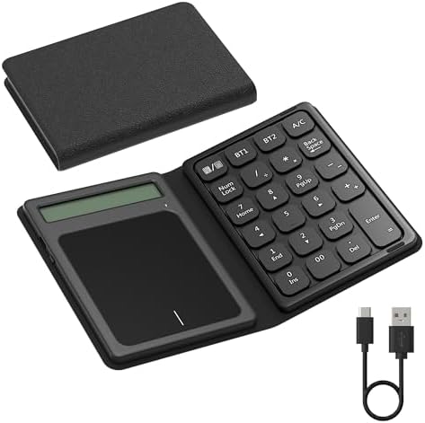 Amazon.com: Bluetooth Number Pad Touchpad with Calculator - Rechargeable Folding Portable ...