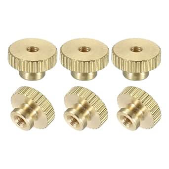 Amazon.co.jp: uxcell Knob Nuts, Set of 6, M3 x D11 x H6.5 mm, Brass, High Head, With Collar With ...