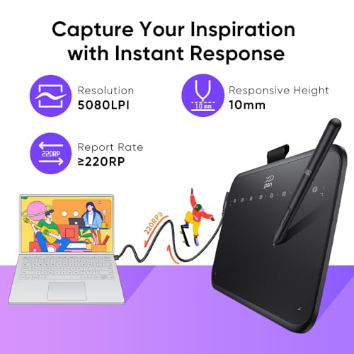 XPPen Deco 640 Graphics Drawing Pen Tablet 6x4 inches with 16384 Levels ...